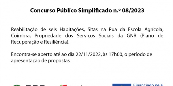 Concurso Público Simplificado n.º 08/2023 | SSGNR - Serviços Sociais